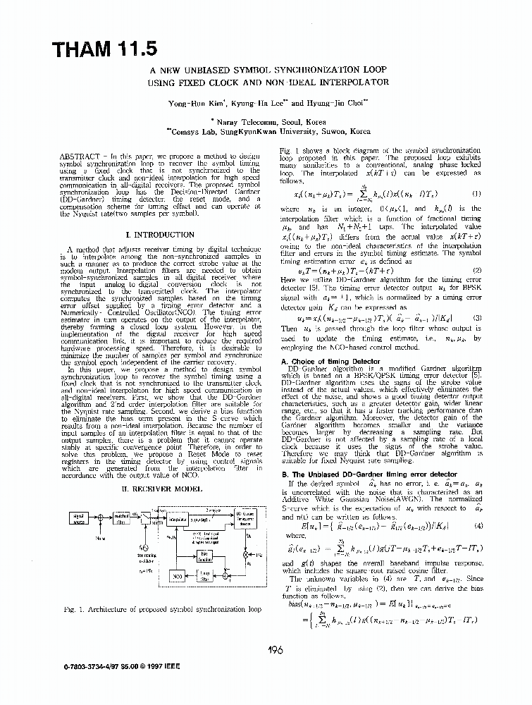 A New Unbiased Symbol Synchronization Loop Using Fixed Clock And Non ...