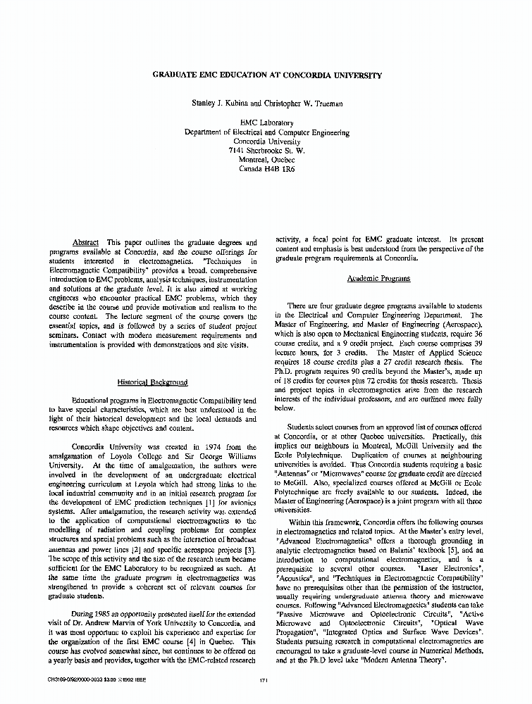 Graduate EMC Education At Concordia University | IEEE Conference ...