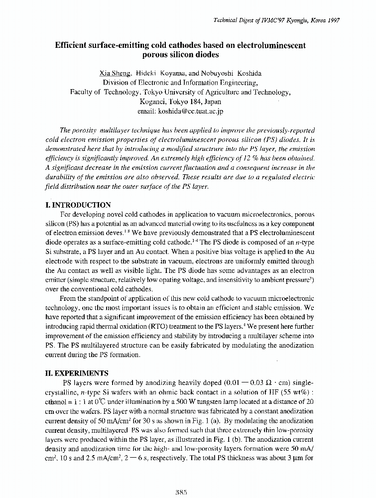 Efficient surface-emitting cold cathodes based on electroluminescent ...