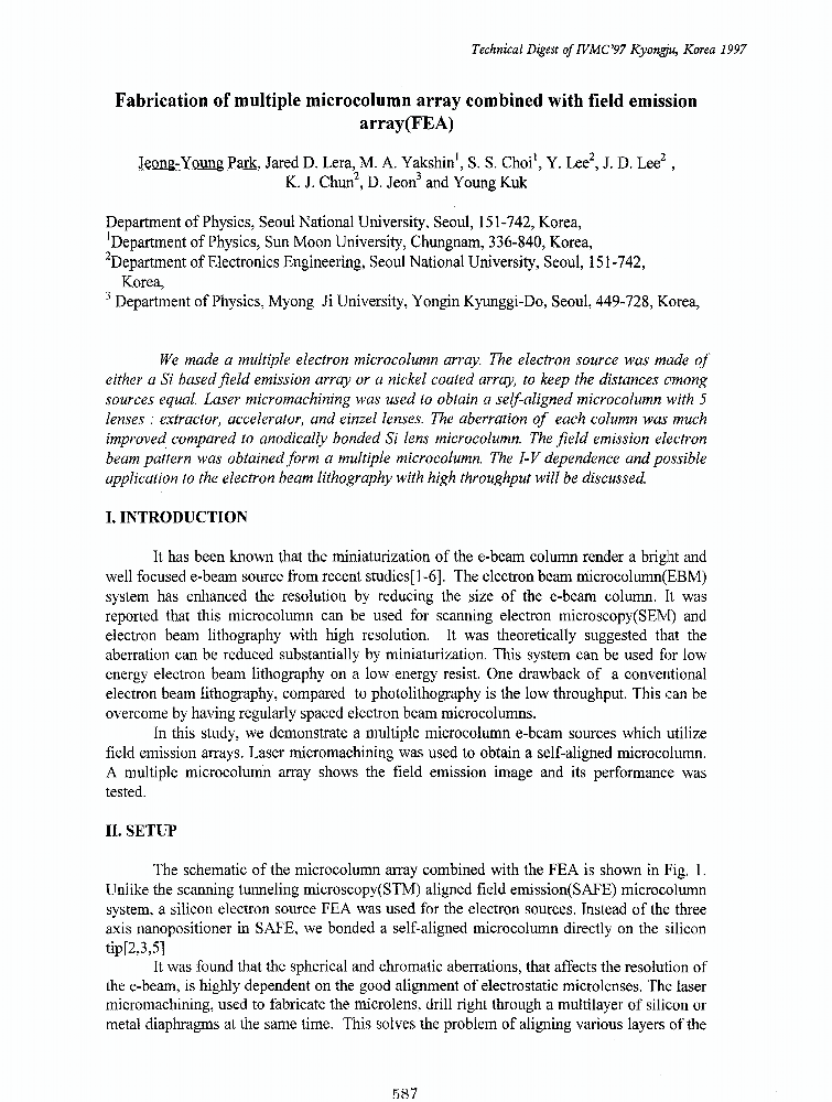Fabrication of multiple microcolumn array combined with field emission ...