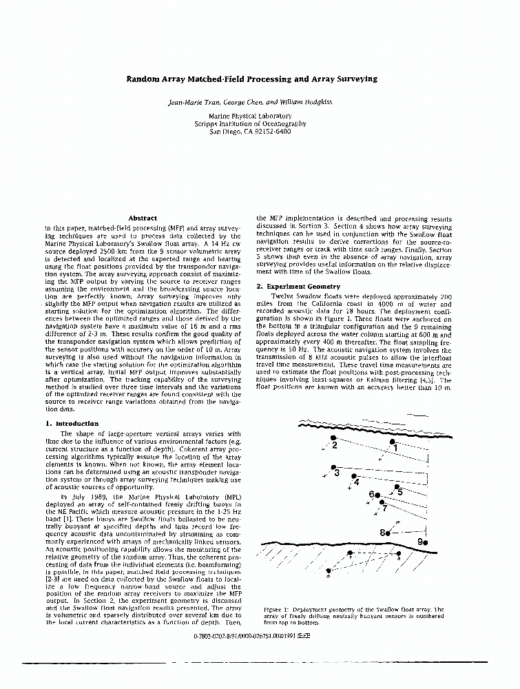 Random Array Matched-field Processing And Array Surveying | IEEE Conference Publication | IEEE ...