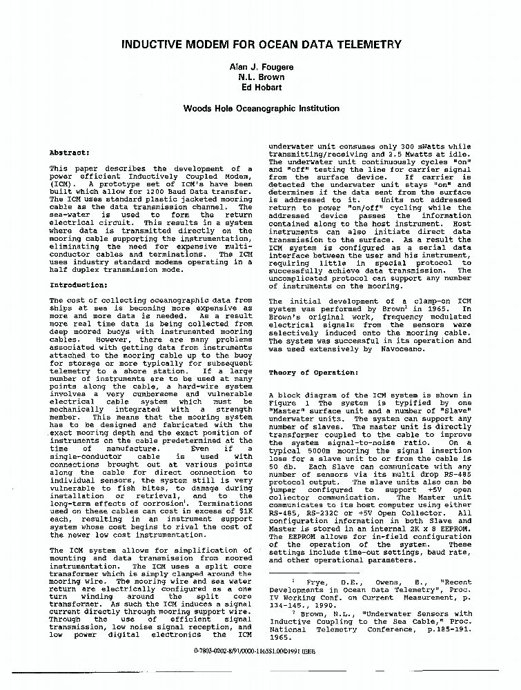 Inductive Modem For Ocean Data Telemetry | IEEE Conference Publication ...