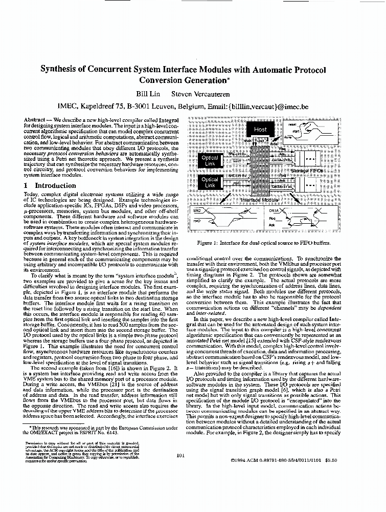 Synthesis Of Concurrent System Interface Modules With Automatic Protocol Conversion Generation ...