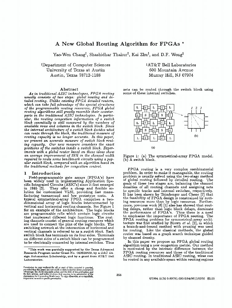 A New Global Routing Algorithm For FPGAs | IEEE Conference Publication ...