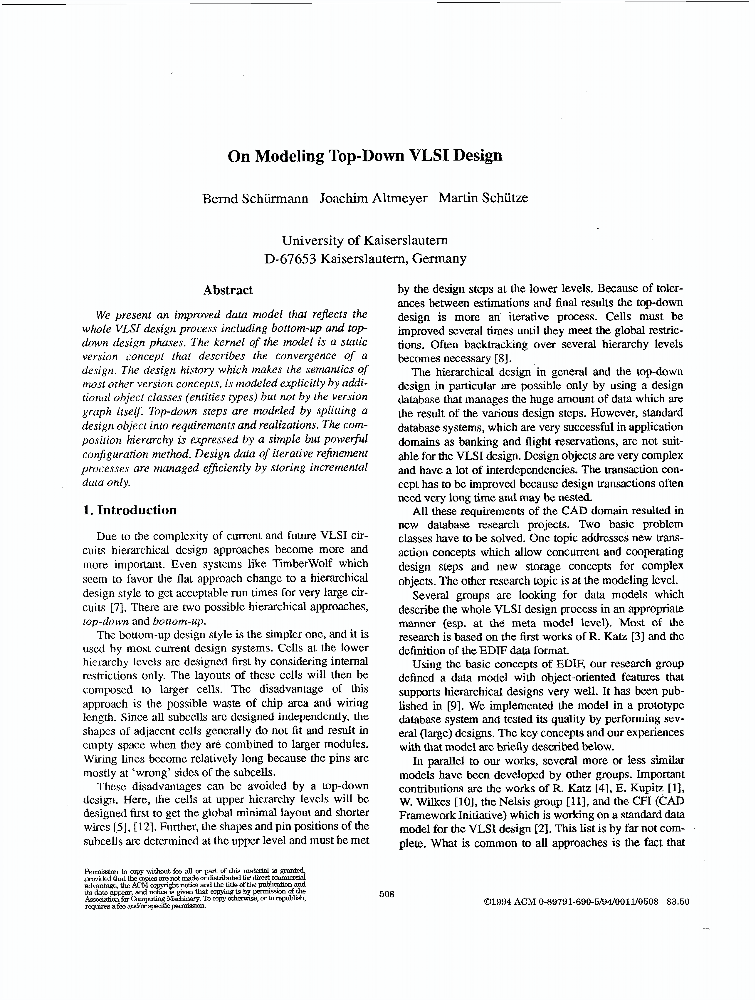 On Modeling Top-down VLSI Design | IEEE Conference Publication | IEEE ...