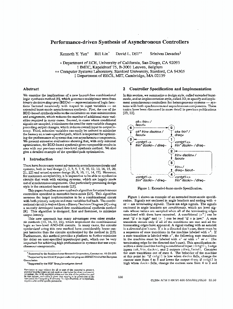 Performance Driven Synthesis Of Asynchronous Controllers Ieee Conference Publication Ieee Xplore