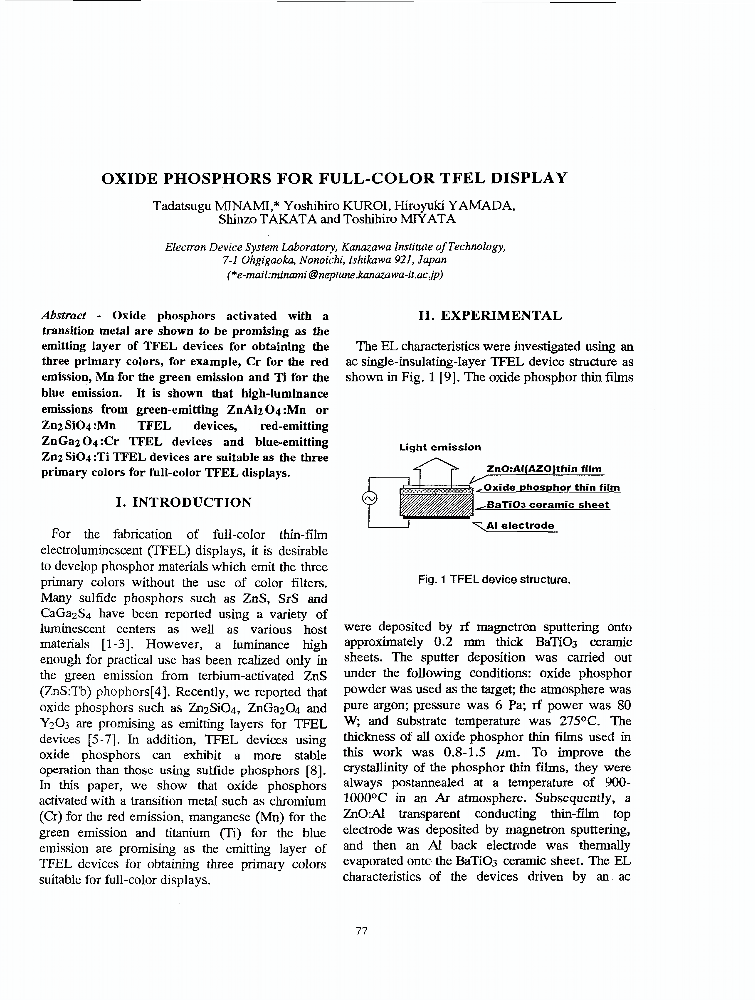 Oxide Phosphors For Full-color Tfel Display | IEEE Conference ...