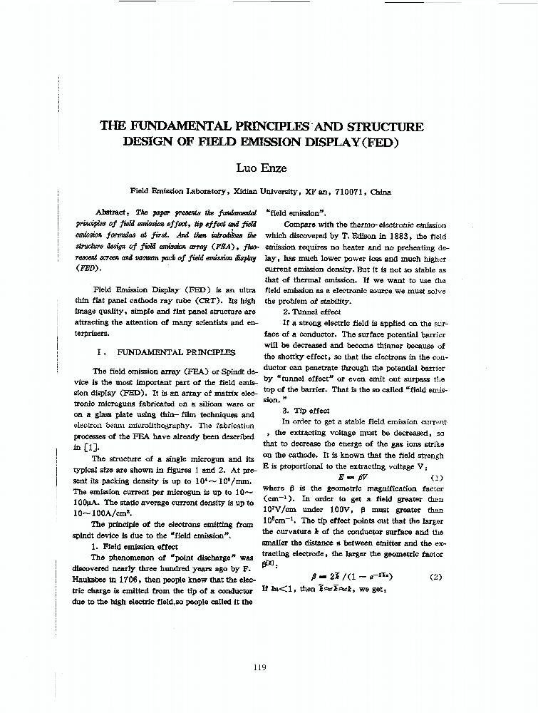 The Fundamental Principles and Structure Design Of Field Emission ...