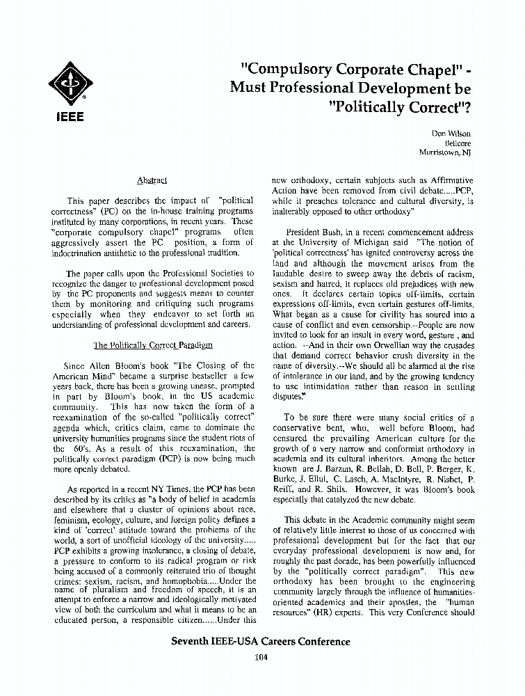 "Compulsory Corporate Chapel" Must Professional Development be ...