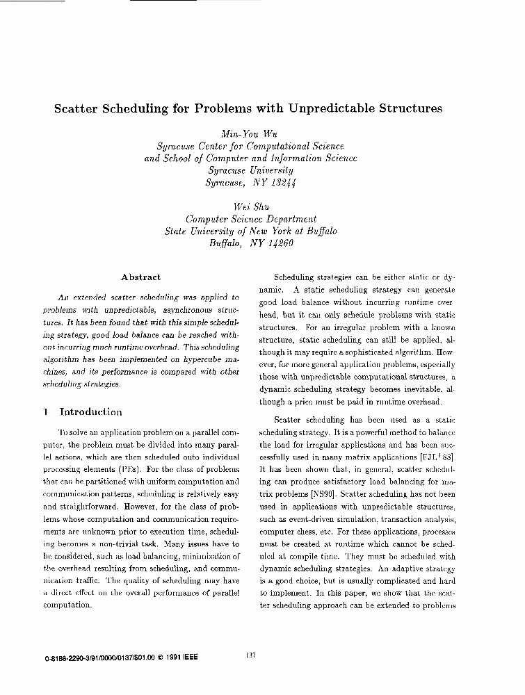 Scatter Scheduling for Problems with Unpredictable Structures | IEEE ...