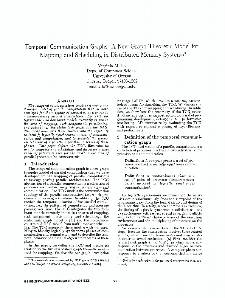 Temporal Communication Graphs: A New Graph Theoretic Model Mapping and Scheduling in Distributed ...