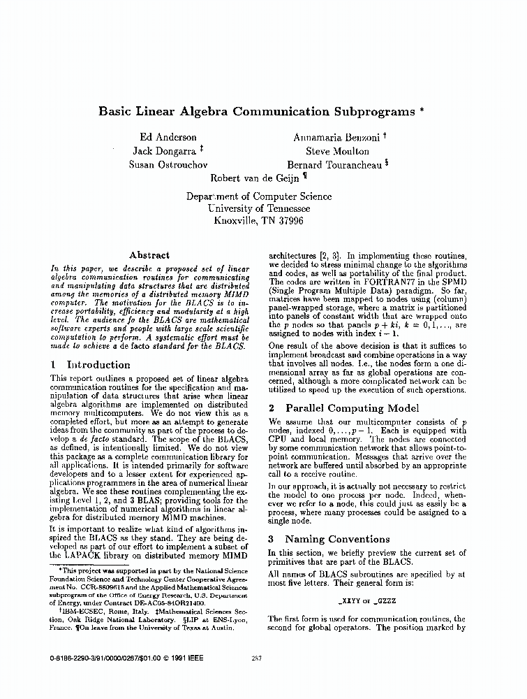 Basic Linear Algebra Comrnunication Subprograms | IEEE Conference ...