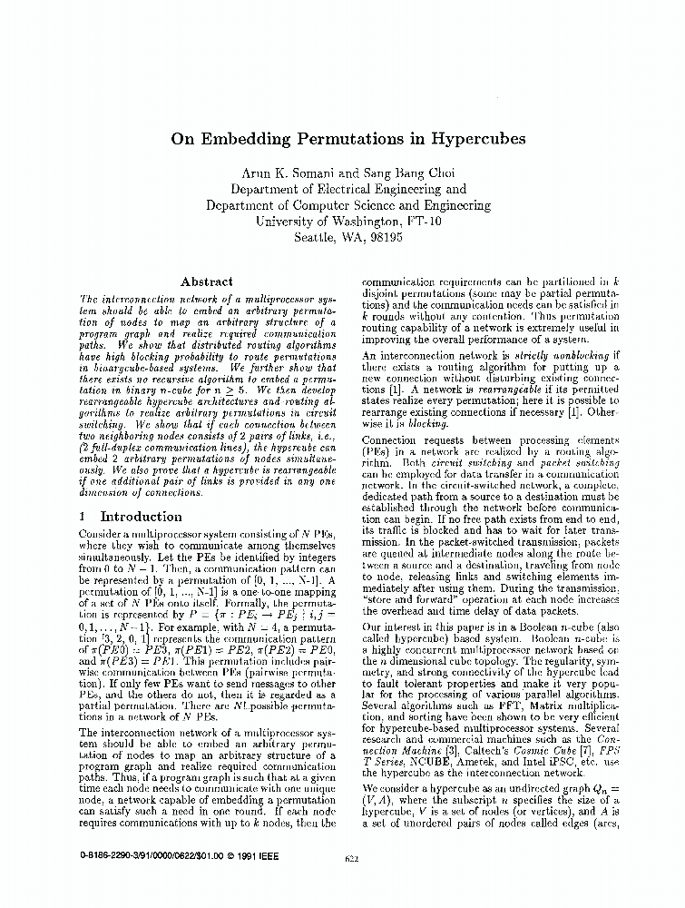 On Embedding Permutations In Hypercubes Ieee Conference Publication Ieee Xplore