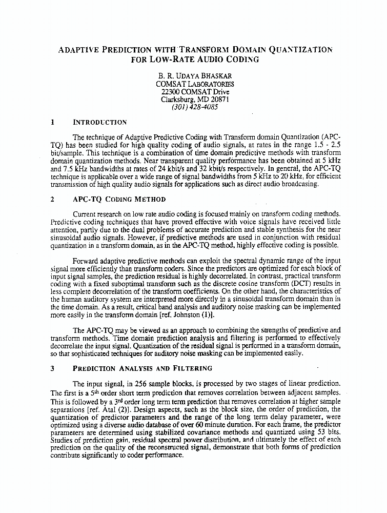 Adaptive Prediction With Transform Domain Quantization For Low-rate Audio Coding | IEEE ...