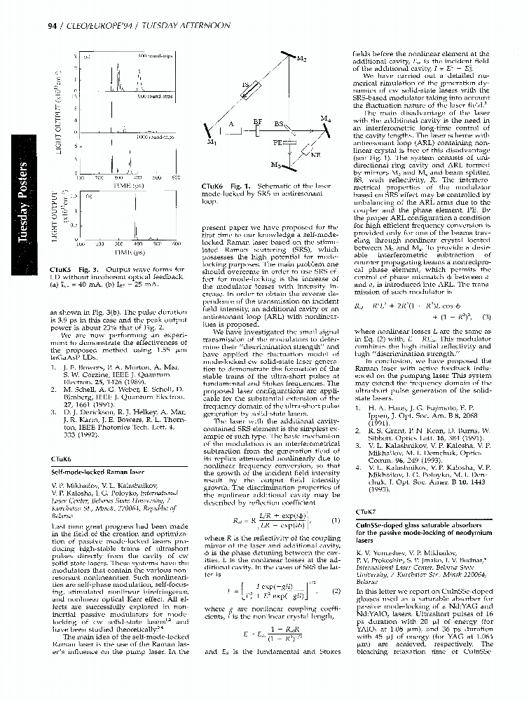 Self-mode-locked Raman laser | IEEE Conference Publication | IEEE Xplore