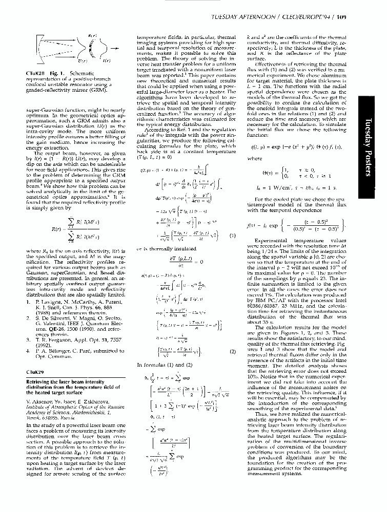Retrieving the laser beam intensity distribution from the temperature ...