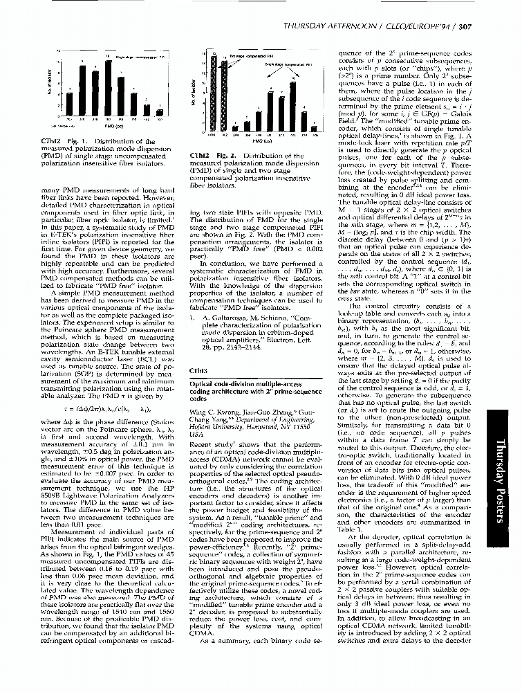 Optical Code Division Multiple Access Coding Architecture With 2sup N Prime Sequence Codes