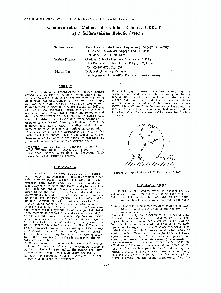 Communication Method of Cellular Robotics CEBOT as a Selforganizing Robotic System | IEEE ...