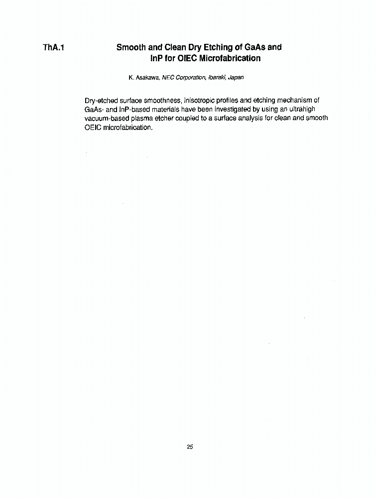 Smooth And Clean Dry Etching Of GaAs And InP For OIEC Microfabrication ...