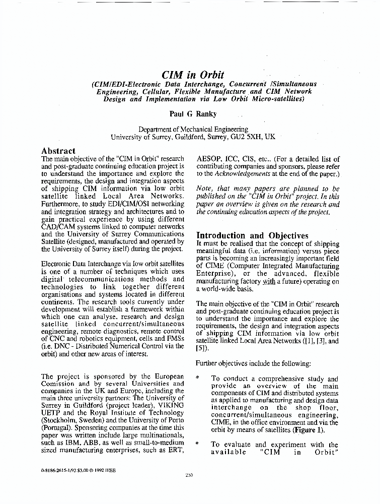 CIM In Orbit (cimiedi-electro Nic Data Interchange, Concurrent ...