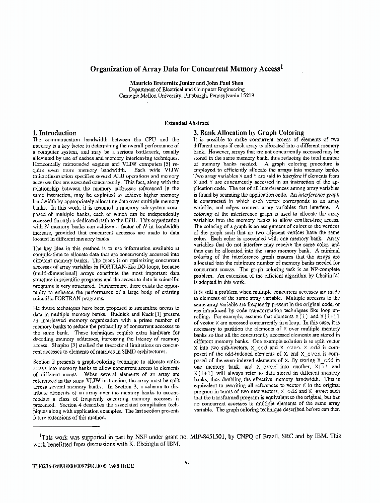 Organization Of Array Data For Concurrent Memory Access | IEEE ...