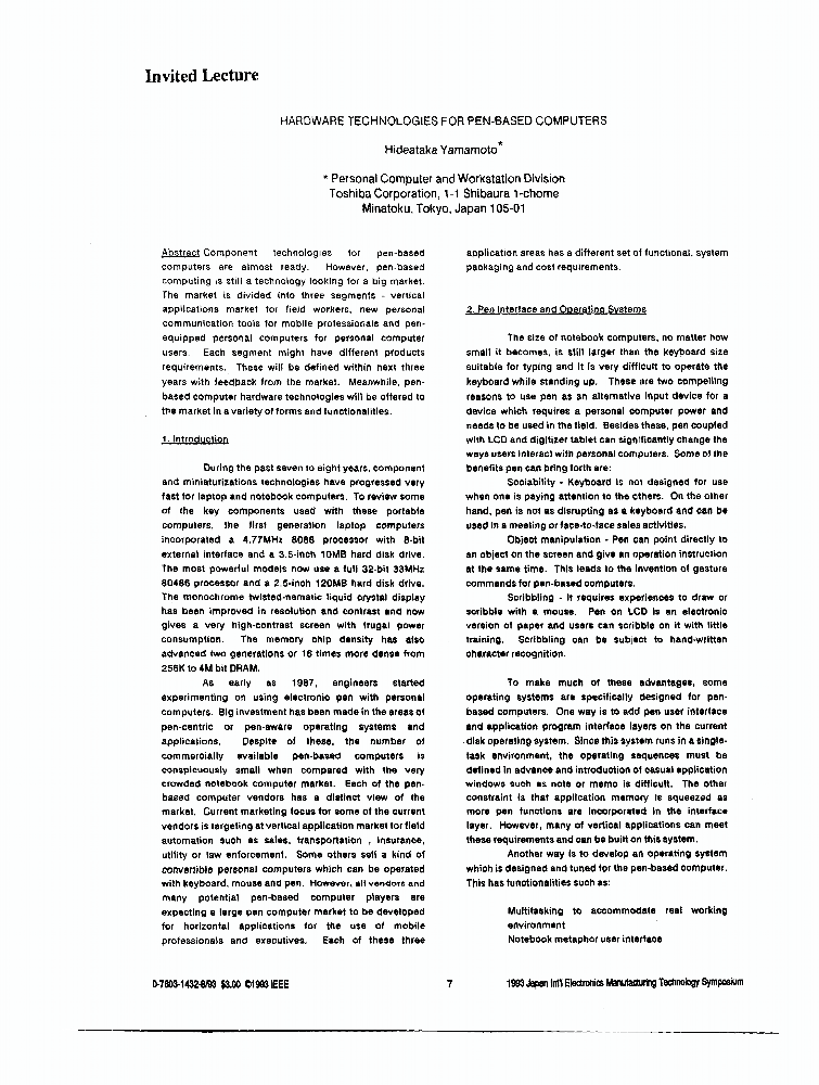 Hardware Technologies For Pen-based Computers | IEEE Conference ...