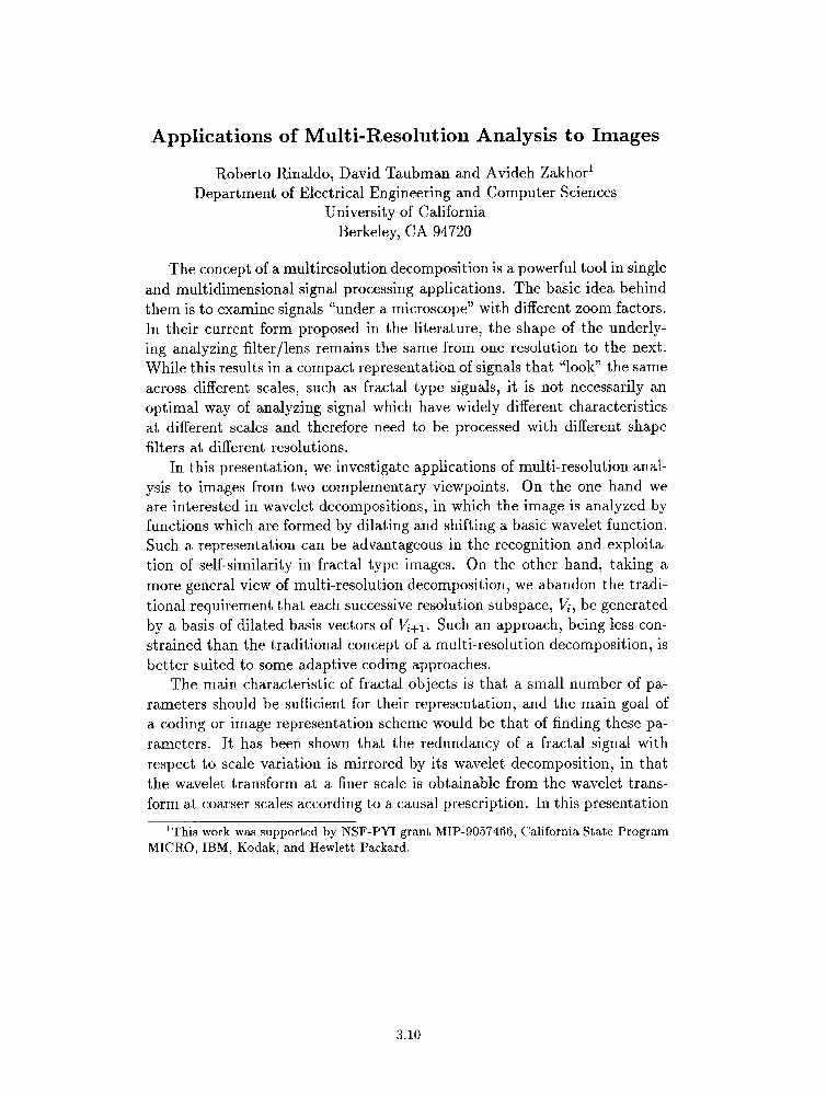 Applications Of Multi-resolution Analysis To Images | IEEE Conference ...
