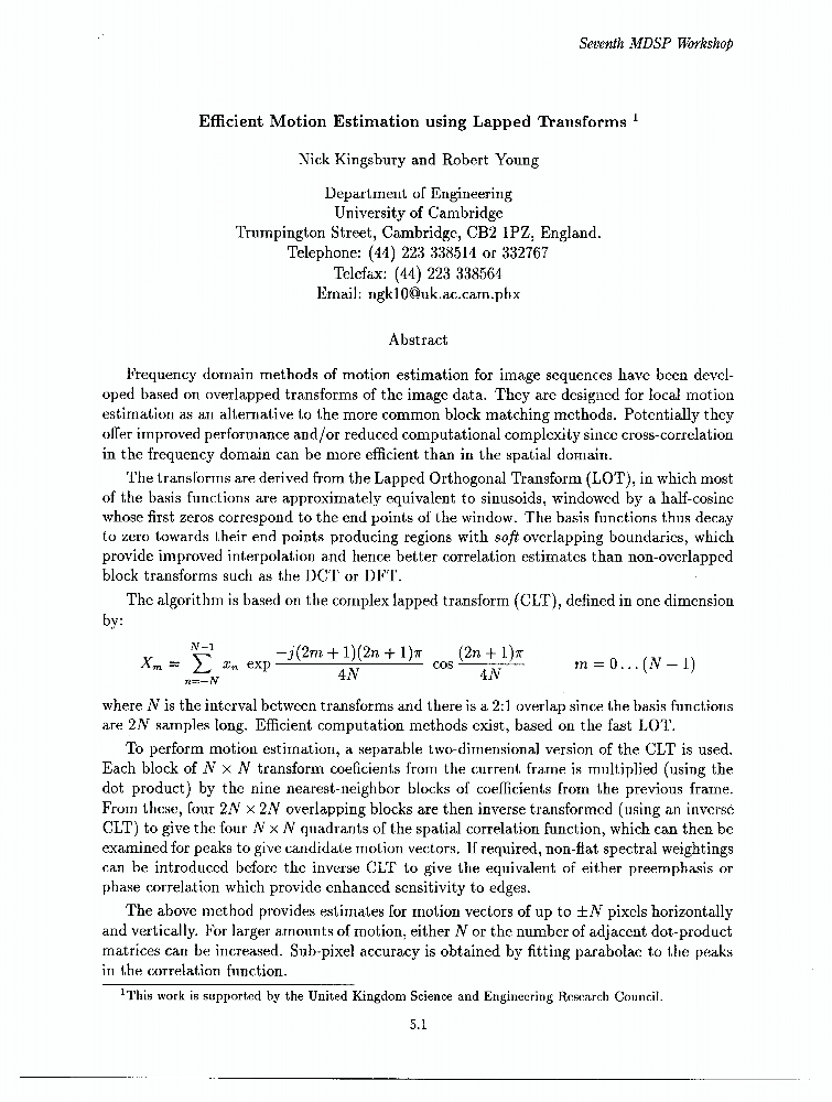 Efficient Motion Estimation Using Lapped Transforms | IEEE Conference Publication | IEEE Xplore