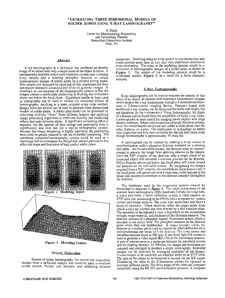 "Generating Three Dimensional Models Of Solder Joints Using X-ray Laminography" | IEEE ...