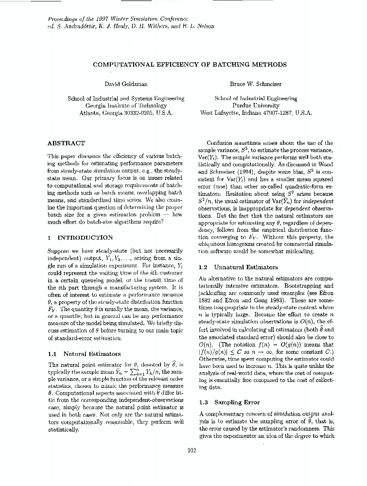 Computational Efficiency Of Batching Methods Ieee Conference