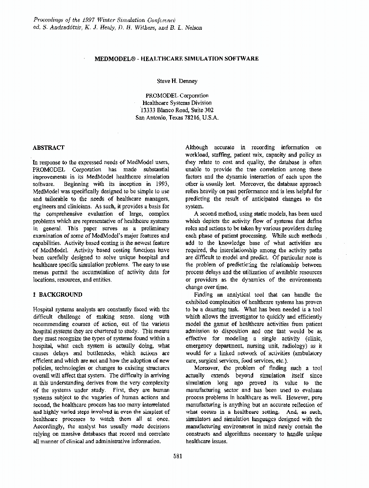 Medmodel - Healthcare Simulation Software | IEEE Conference Publication ...