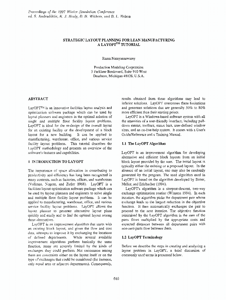 Strategic Layout Planning For Lean Manufacturing A Layopt Tutorial | IEEE Conference Publication ...