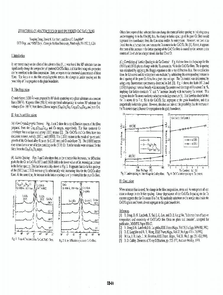Structural Characteristics Of Bias Sputtered CoCrTa/ Cr Films | IEEE Conference Publication ...