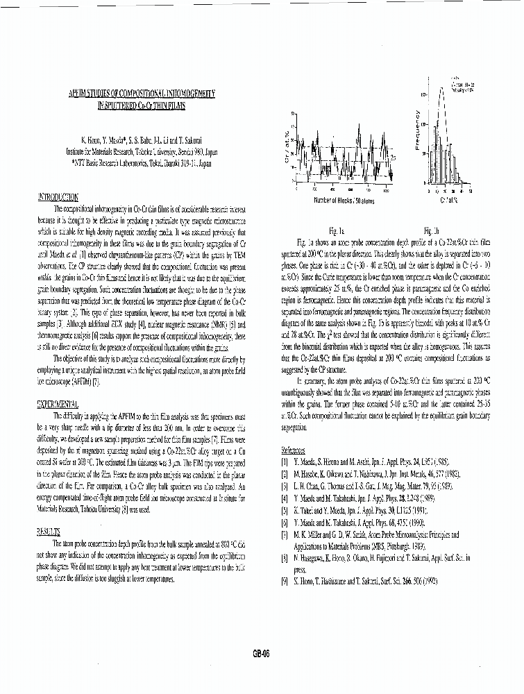APFIM studies of compositional inhomogeneity in sputtered Co-Cr thin ...