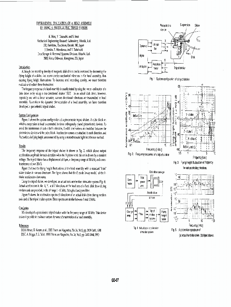 Experimental Evaluation Of A Head Assembly By Using A Piezoelectric ...