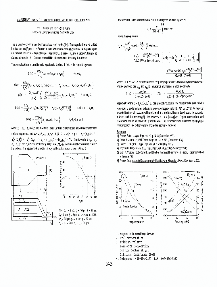 An Extended, Dynamic "transmission-line" Model For Thin-film Heads ...