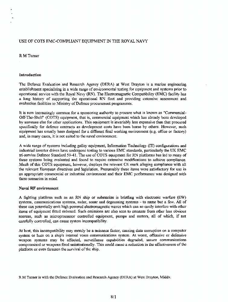 Use Of Cots EMC-compliant Equipment In The Royal Navy | IET Conference ...