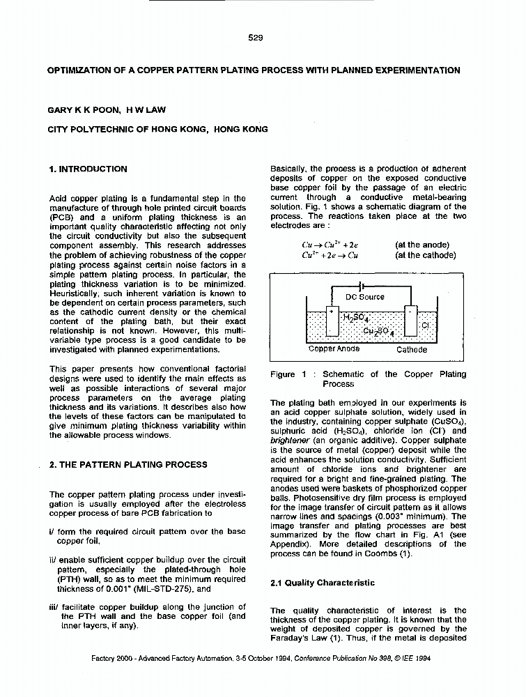 Optimization Of A Copper Pattern Plating Process With Planned ...