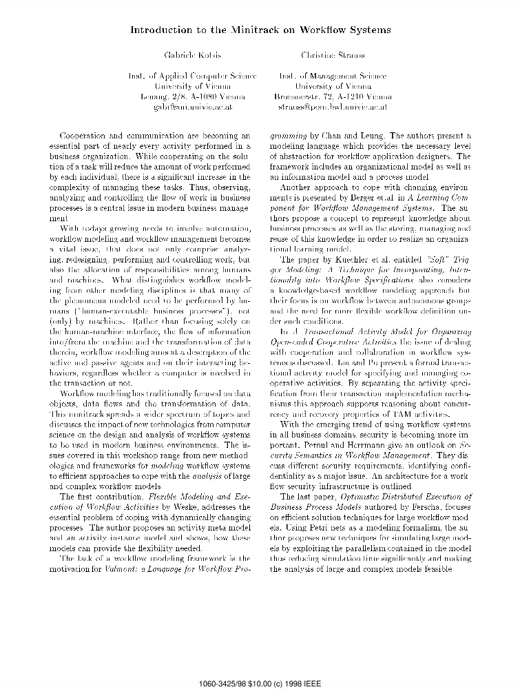 Introduction To The Minitrack On Workflow Systems Ieee Conference