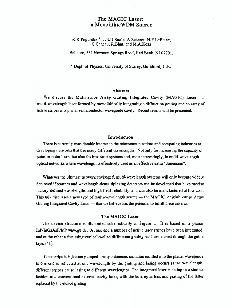 The MAGIC Laser: a Monolithic WDM Source | IEEE Conference Publication ...