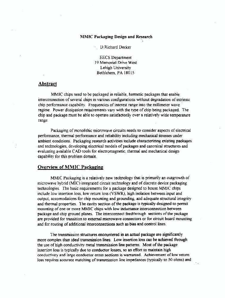 MMIC Packaging Design and Research | IEEE Conference Publication | IEEE ...