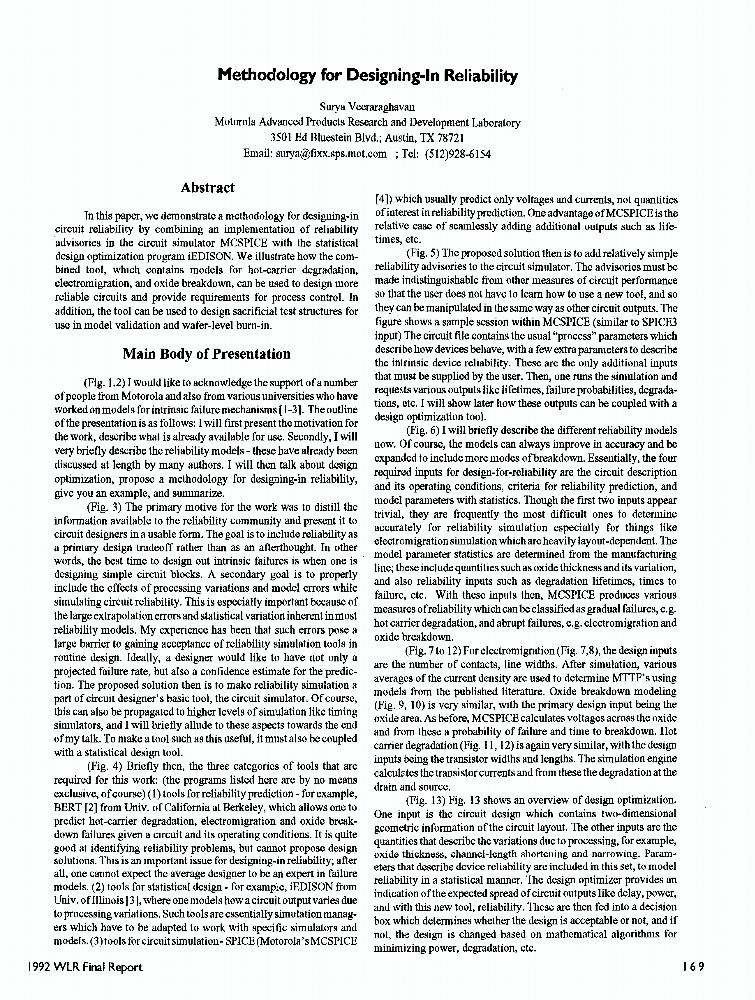 Methodology for Designing-In Reliability | IEEE Conference Publication ...