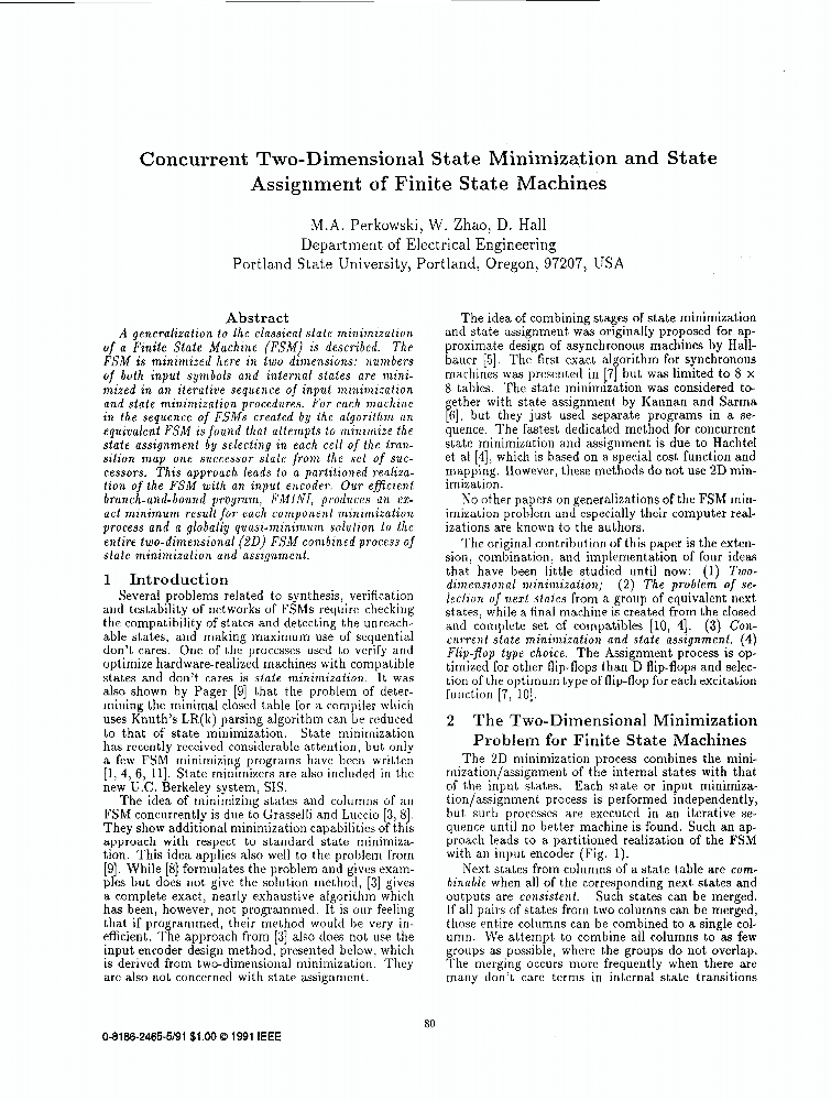 Concurrent Two-Dimensional State Minimization and State Assignment of ...