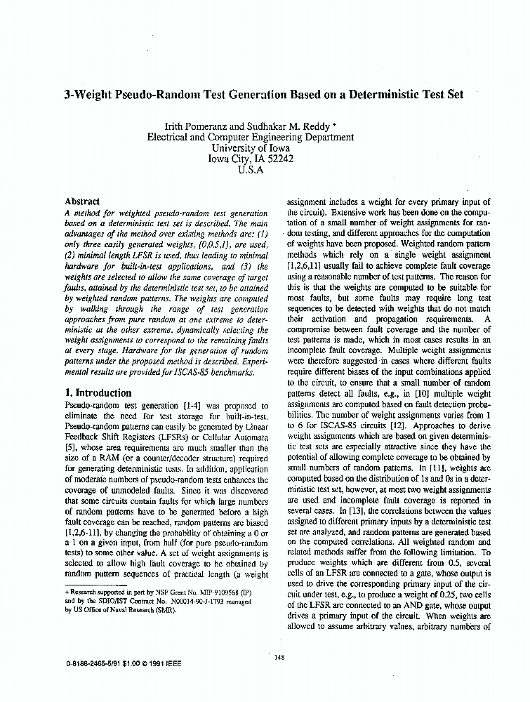 3-Weight Pseudo-Random Test Generation Based on a Deterministic Test ...