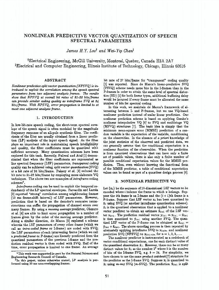 Nonlinear Predictive Vector Quantization Of Speech Spectral Parameters | IEEE Conference ...