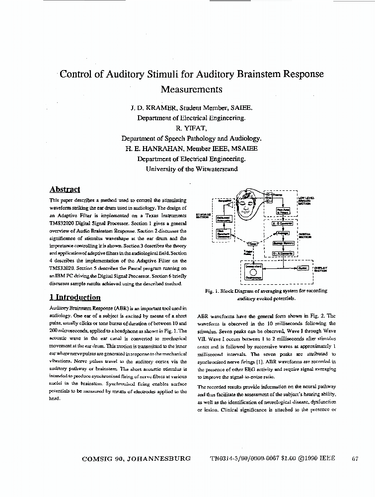 Control of Auditory Stimuli for Auditory Brainstem Response ...