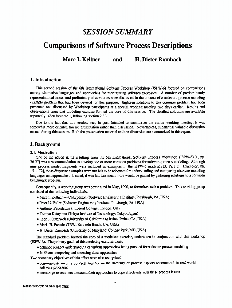 Session Summary Comparisons of Software Process Descriptions | IEEE ...