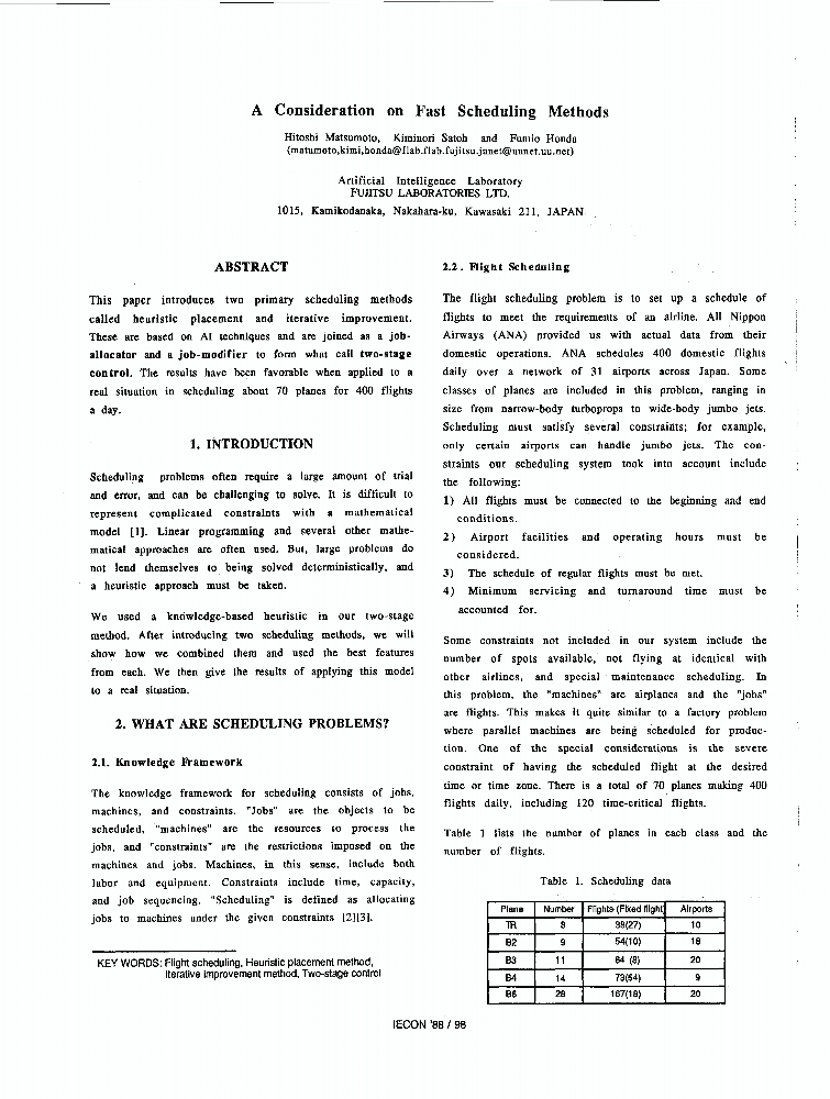 A Consideration on Fast Scheduling Methods | IEEE Conference Publication | IEEE Xplore