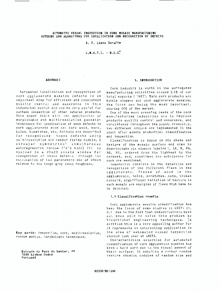 Autohated Visual Inspection In Cork Mosaic Manufacturing Methods And Algorithms For Localization ...