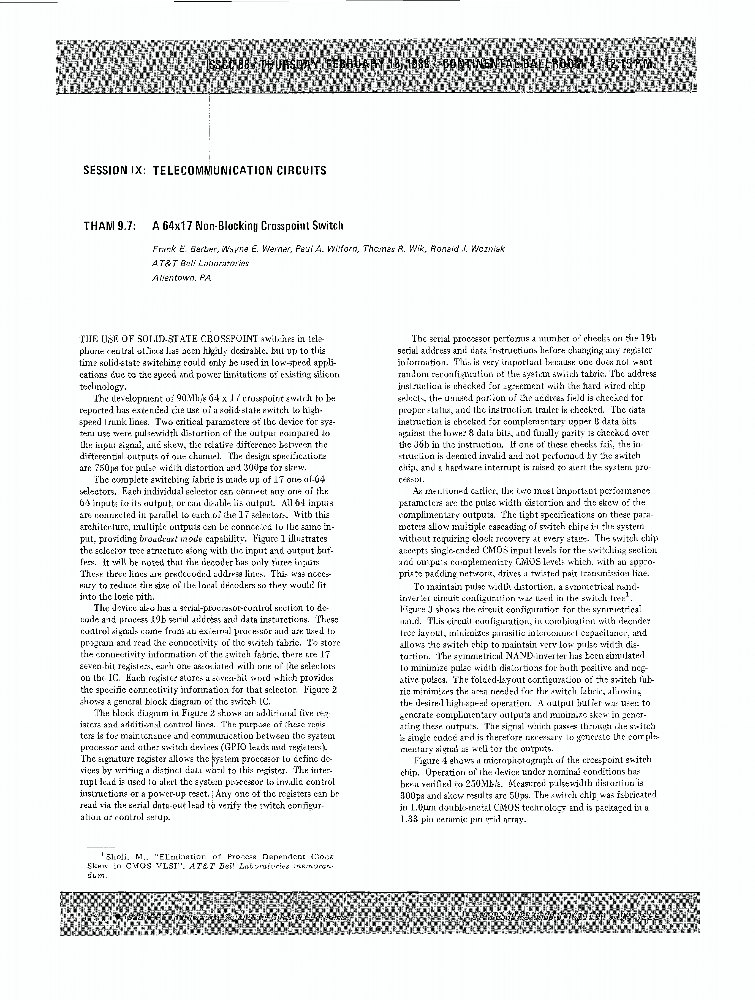A 64x17 Non-blocking Crosspoint Switch | IEEE Conference Publication ...